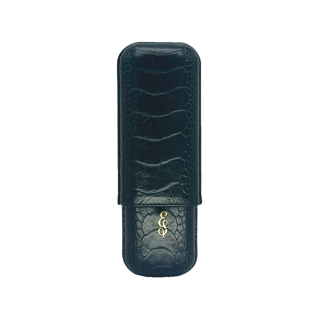 Edward Sahakian 2 cigar case - Smooth Green Ostrich – Davidoff London